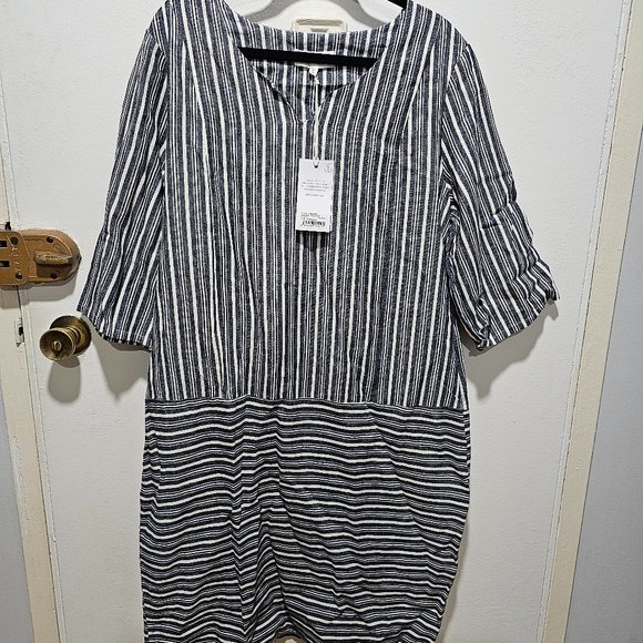 Thought | Dresses | Dark Navy And White Stripped Shift Dress With 34 ...